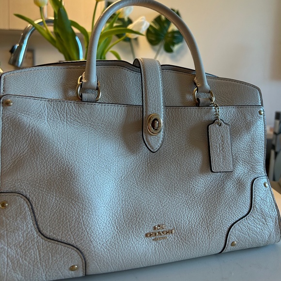 Coach | Bags | Coach Cream Leather Bag Long Strap Included | Poshmark